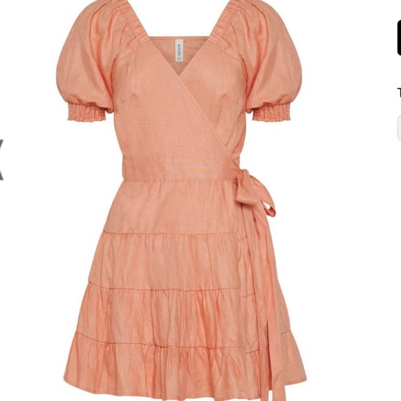 Kivari | Dresses | Kivari Magnolia Wrap Mini Dress In Pink Salt Linen ...